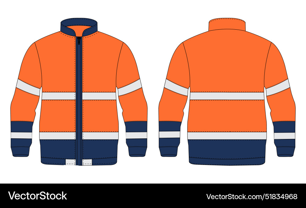 Hi vis Jacke Vorlage vorne und hinten sehen Arbeiter