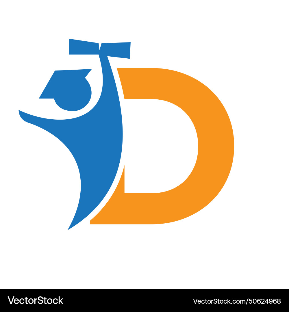 Letter d education logo design graduation symbol Vector Image