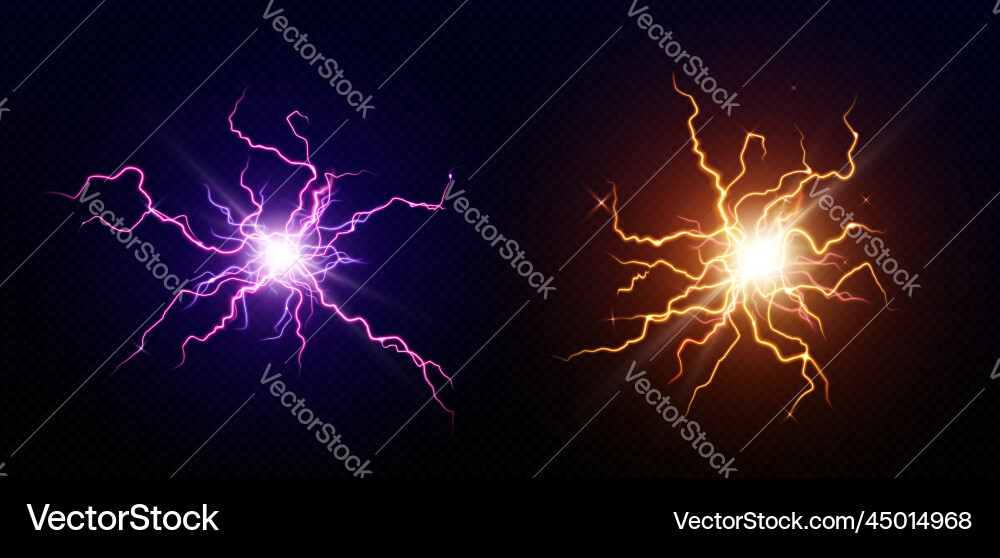 Lightning balls circle electric energy bolt Vector Image