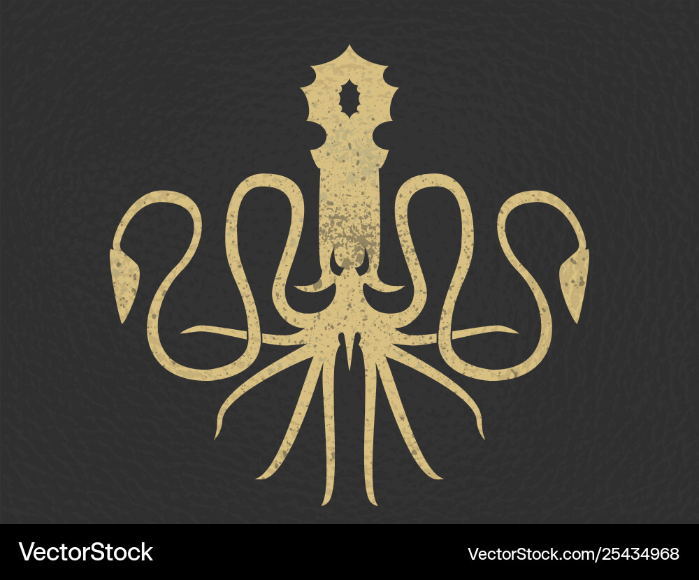 Logo label and emblem with octopus silhouette Vector Image
