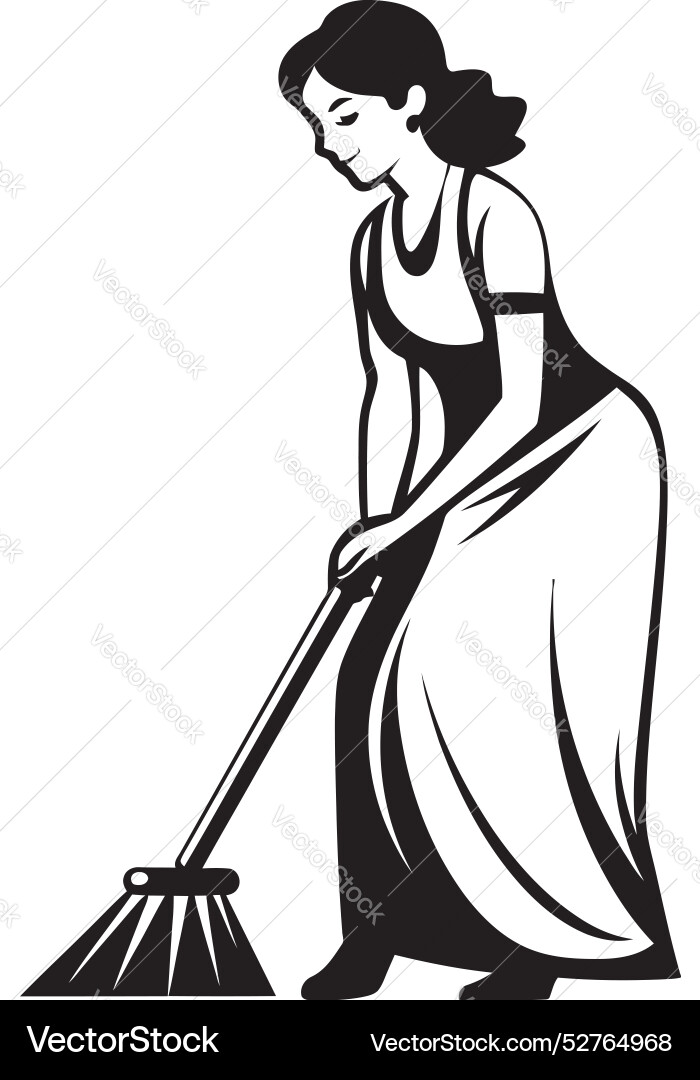 Maid magic female floor cleaner logo design Vector Image