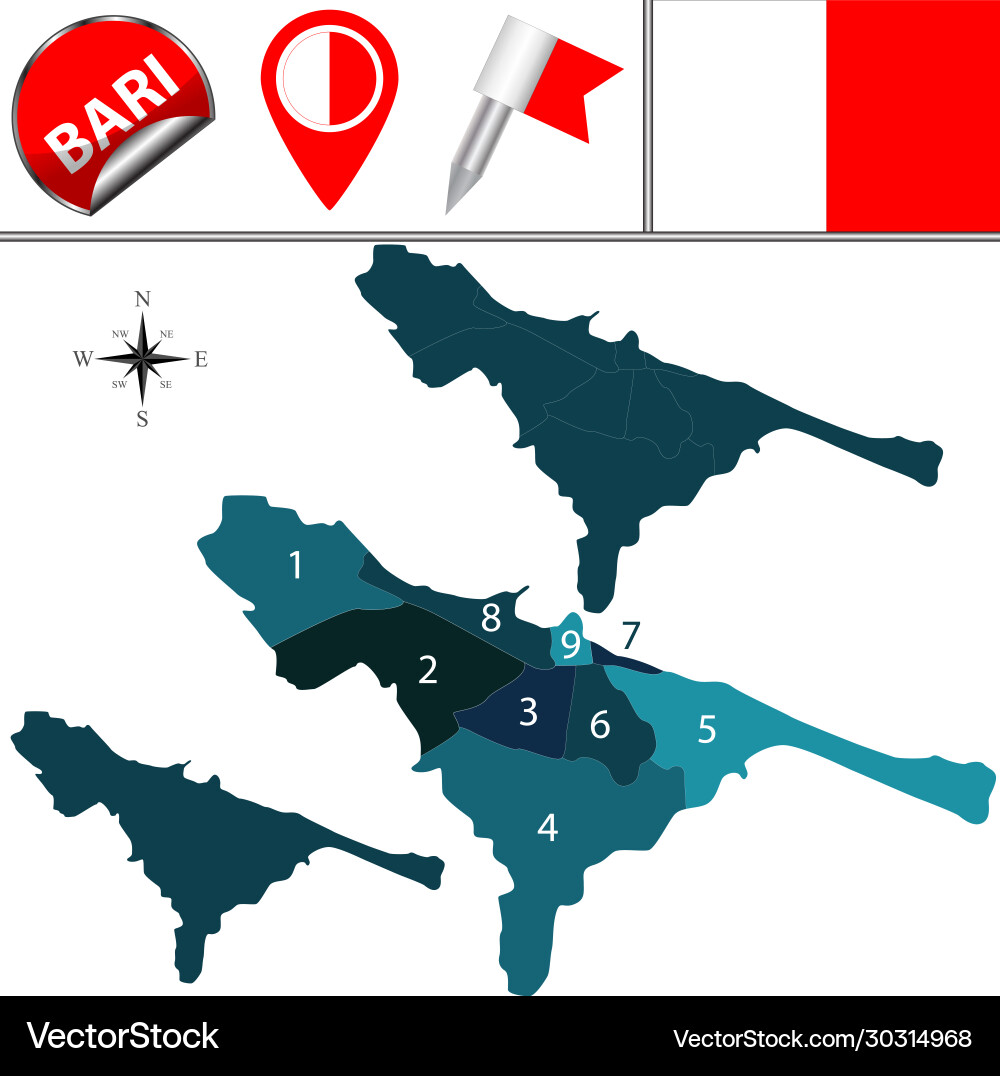 Italy Map Bari Bari Map Art Print Free International Shipping!