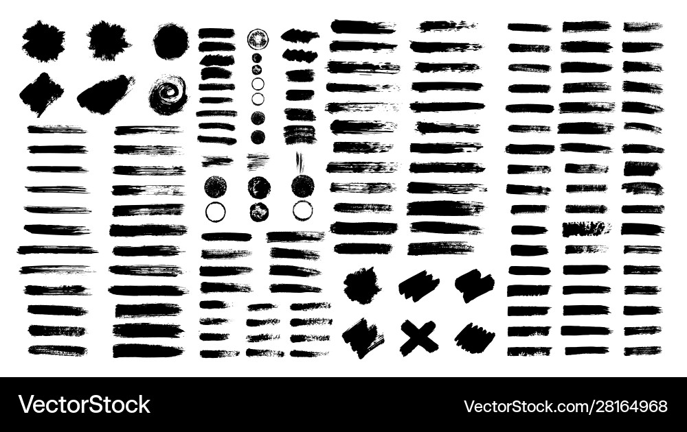 Painted grunge stripes set black labels Royalty Free Vector