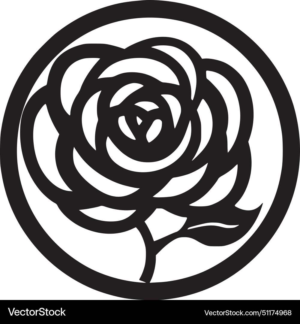Rose - black and white isolated icon Royalty Free Vector