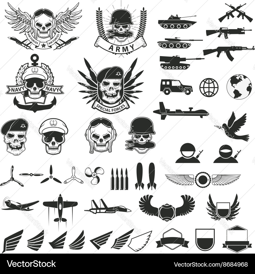 Set of military labels badges emblems and design Vector Image
