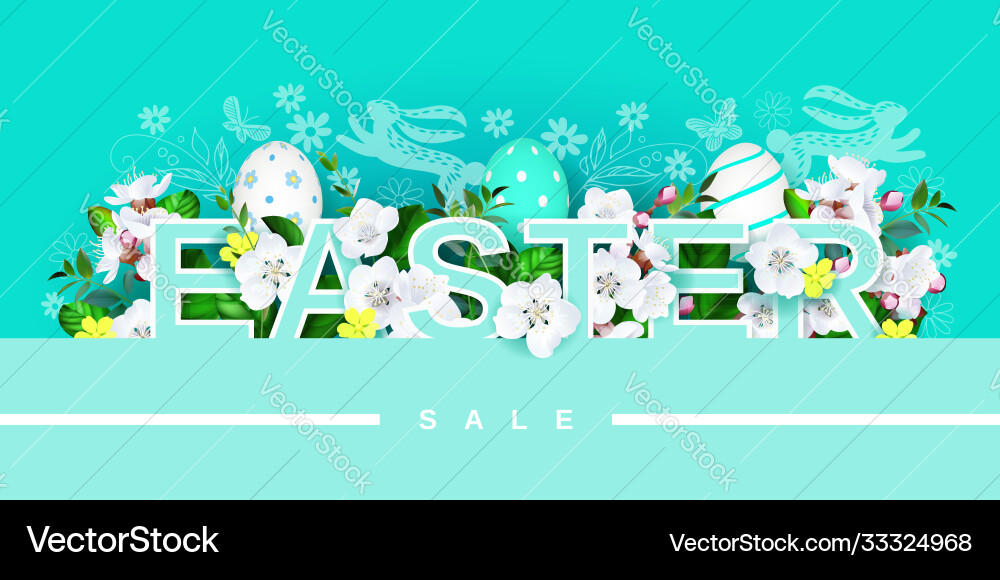Spring festive easter poster design with flowers Vector Image