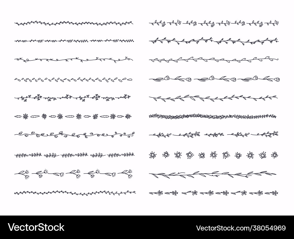 Big set hand drawn line borders scribble Vector Image