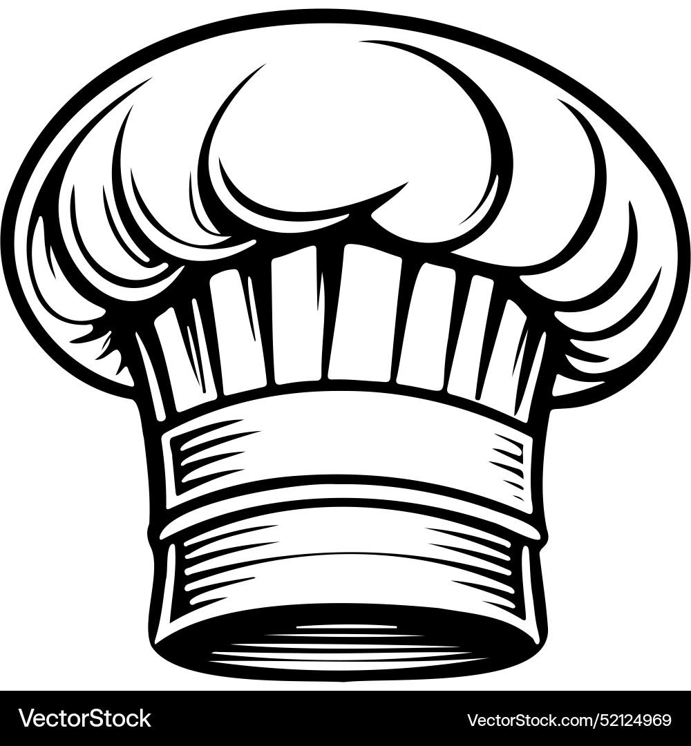 Chef hat vintage hand drawn line transparent Vector Image