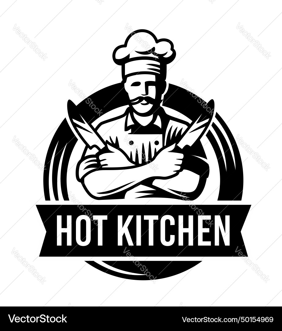 Chef Logo - Knives & Hat Emblem Royalty Free Vector