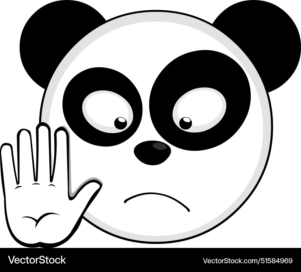 Head panda bear hand gesture stop Royalty Free Vector Image