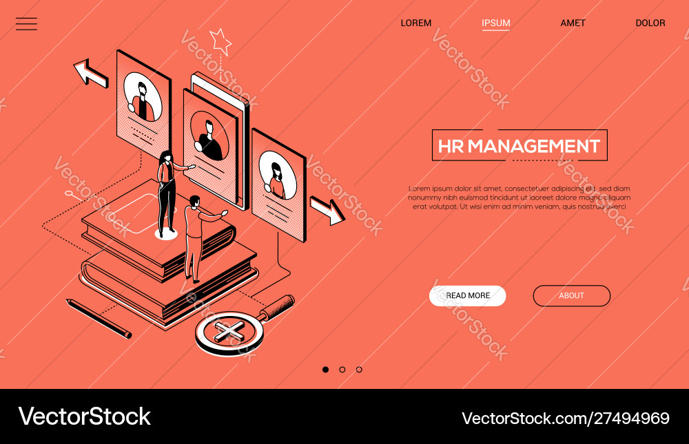 Hr management - line design style isometric web Vector Image