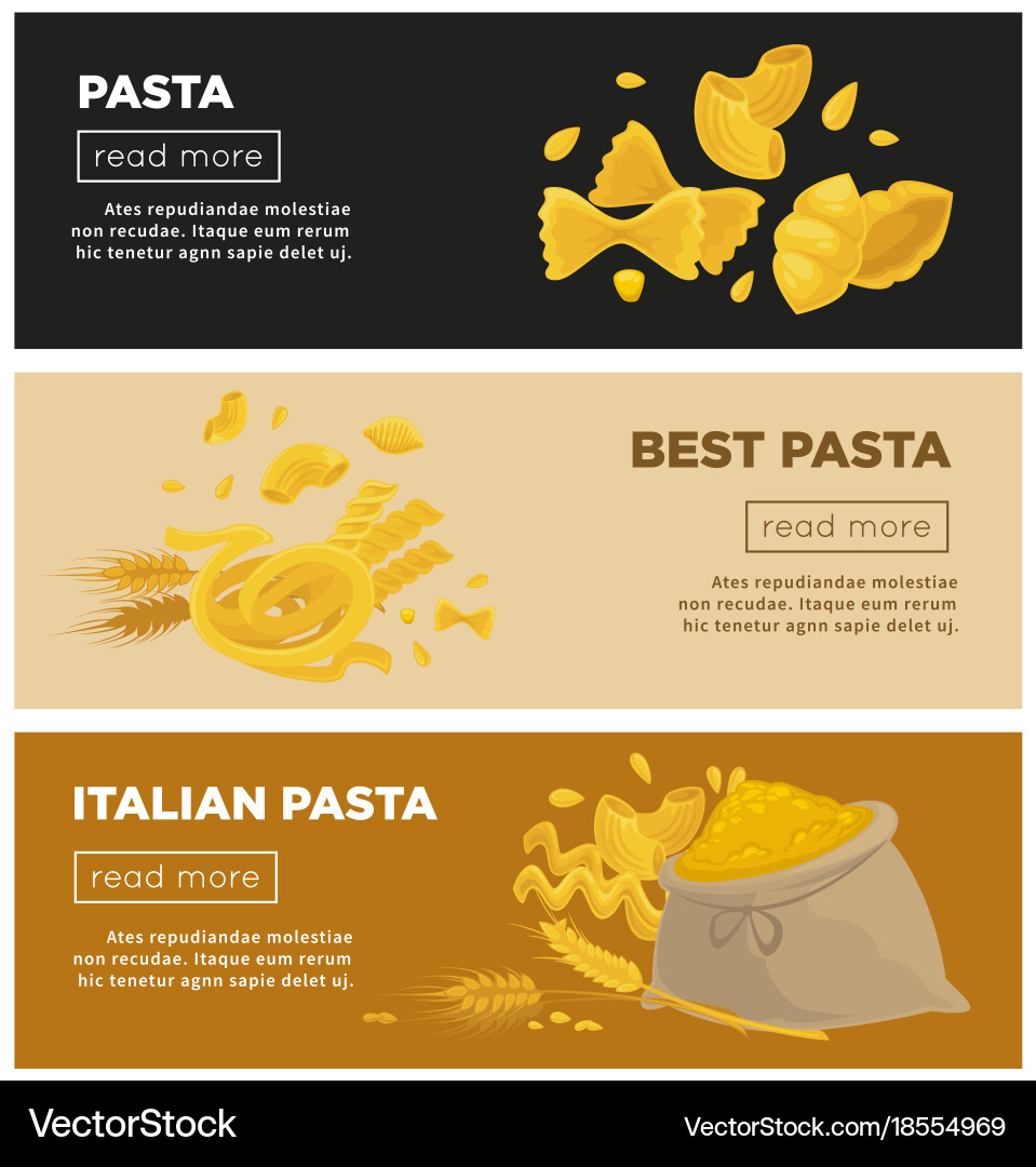 Italian pasta web banners template Royalty Free Vector Image