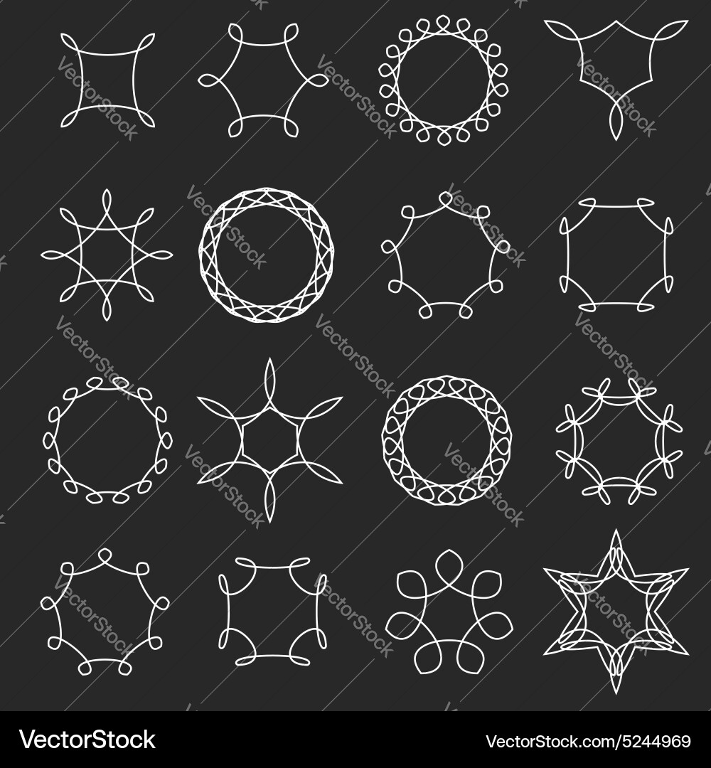 Round Monogram Frame Set Royalty Free Vector Image