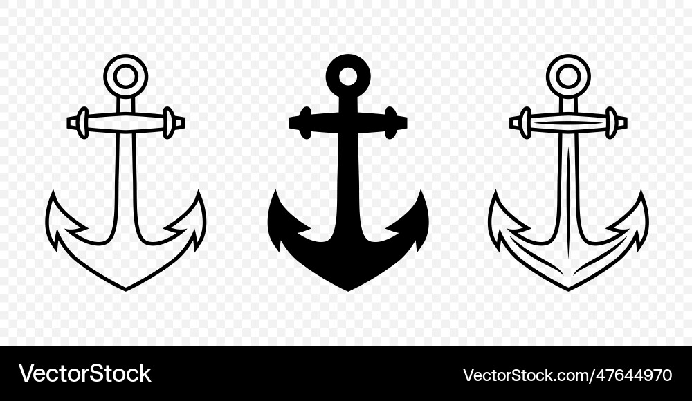 Anchors anchor silhouette icon set Royalty Free Vector Image
