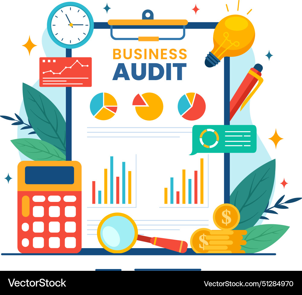 Business audit documents with charts accounting Vector Image