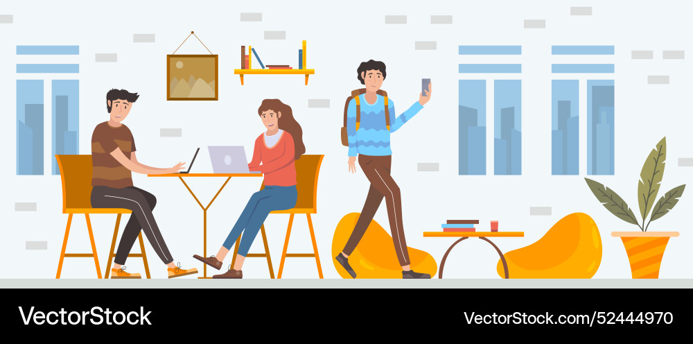 Cartoon coworking space Royalty Free Vector Image