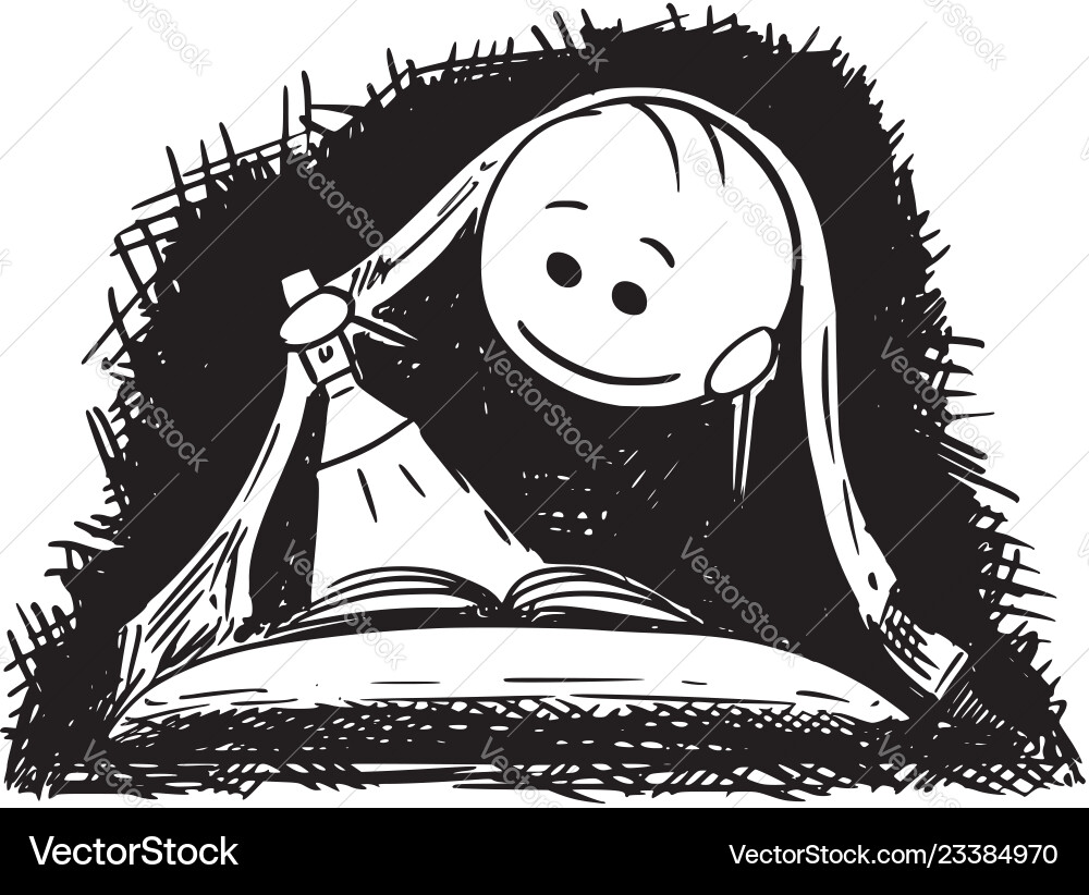 Cartoon man or boy reading a book Royalty Free Vector Image