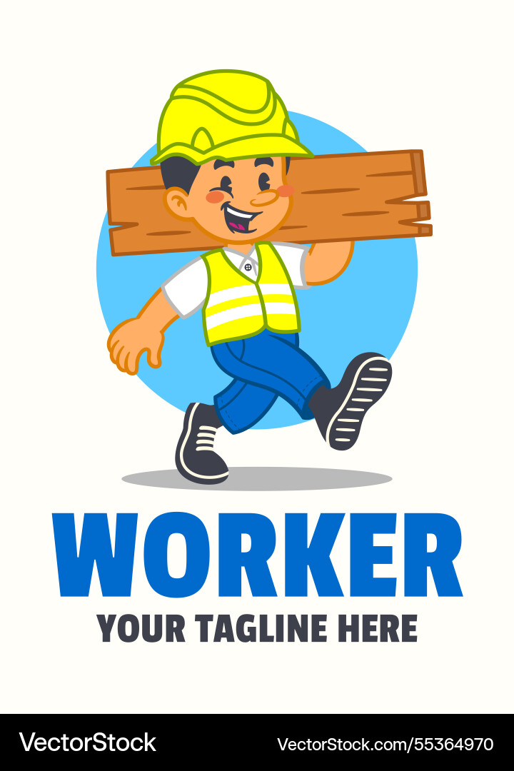 Cartoon of construction worker logo design Vector Image