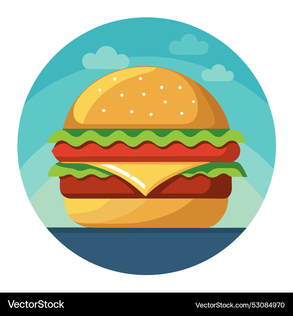 Cheeseburger with beef lettuce tomato cheese Vector Image
