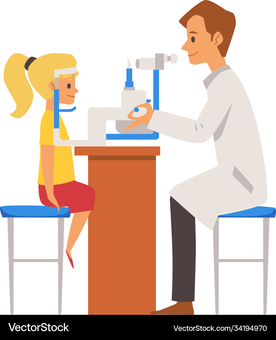 Child at Eye Doctor's Office Royalty Free Vector Image