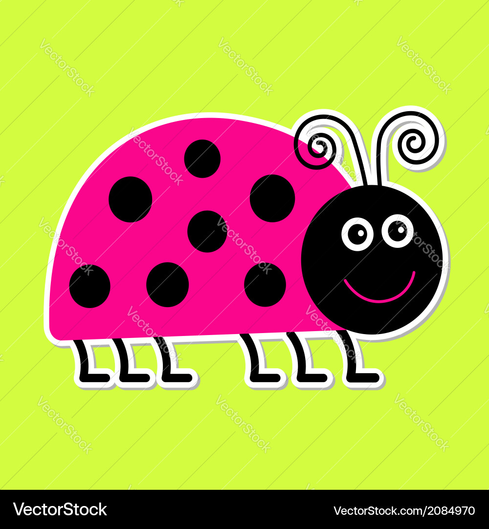 Cute cartoon pink lady bug isolated Royalty Free Vector