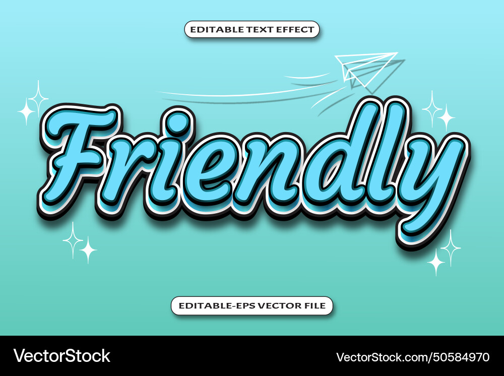Friendly editable text effect 3 d emboss style Vector Image
