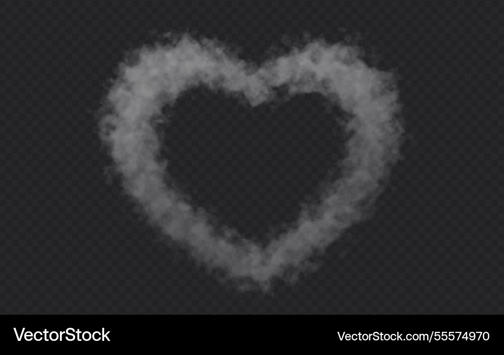 Heart shaped smoke effect on transparent dark Vector Image