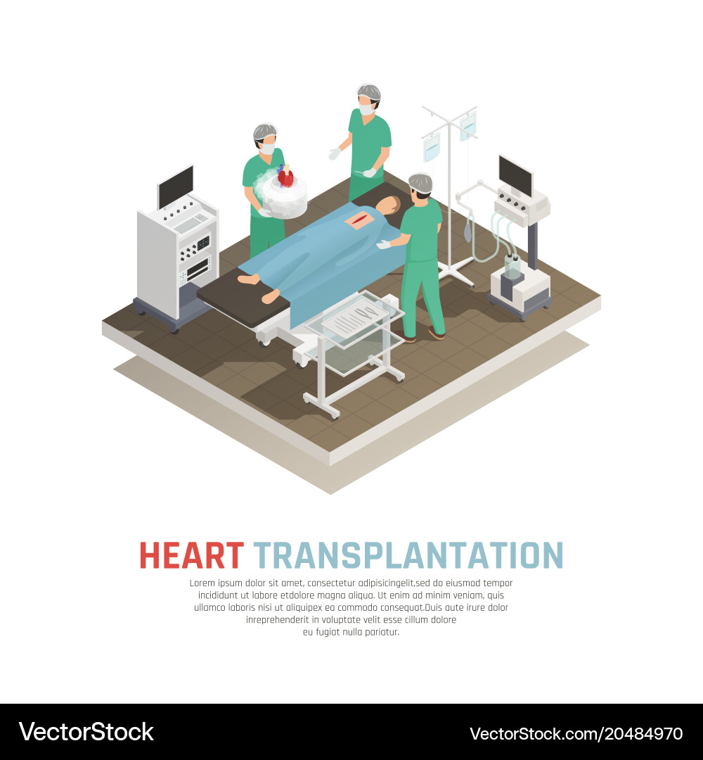 Human heart transplantation composition Royalty Free Vector