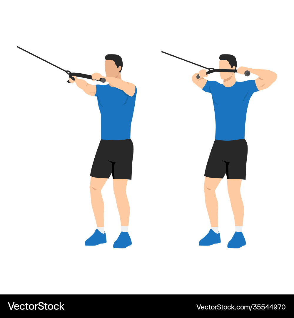Man doing cable face pull exercise Royalty Free Vector Image