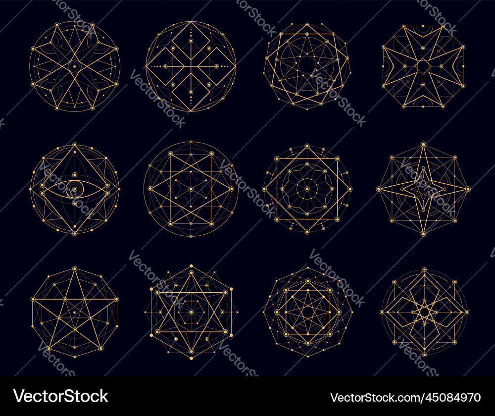 Sacred geometry esoteric magic alchemy symbols Vector Image
