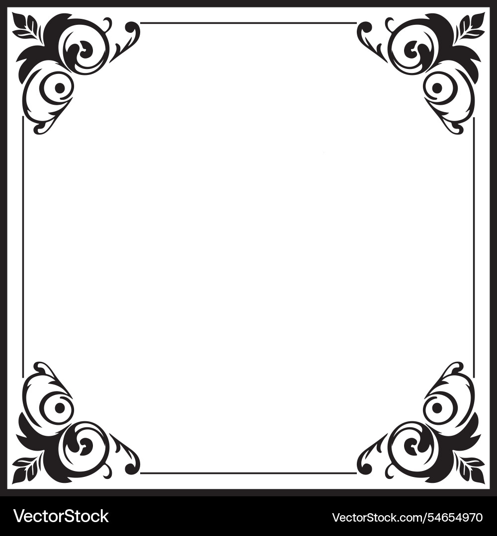 Simple minimalist floral black square border Vector Image