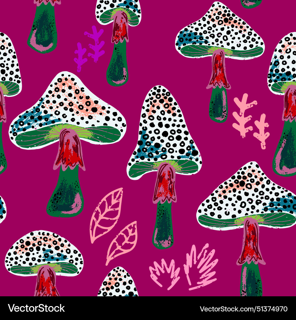 Texture mushrooms fly agarics mushroom organic Vector Image