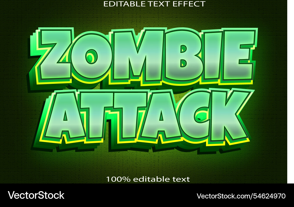 Zombie attack editable text effect 3d emboss Vector Image