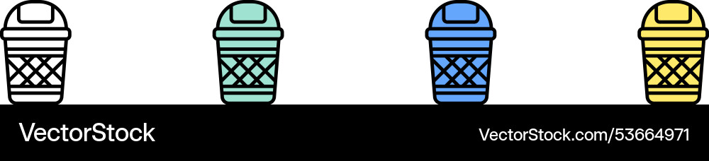 Bin icon outline green blue and yellow style Vector Image