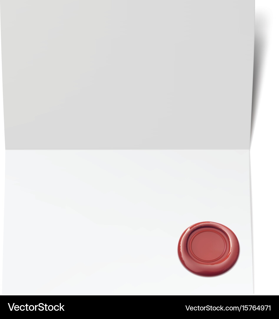 Blank white paper with red wax seal Royalty Free Vector
