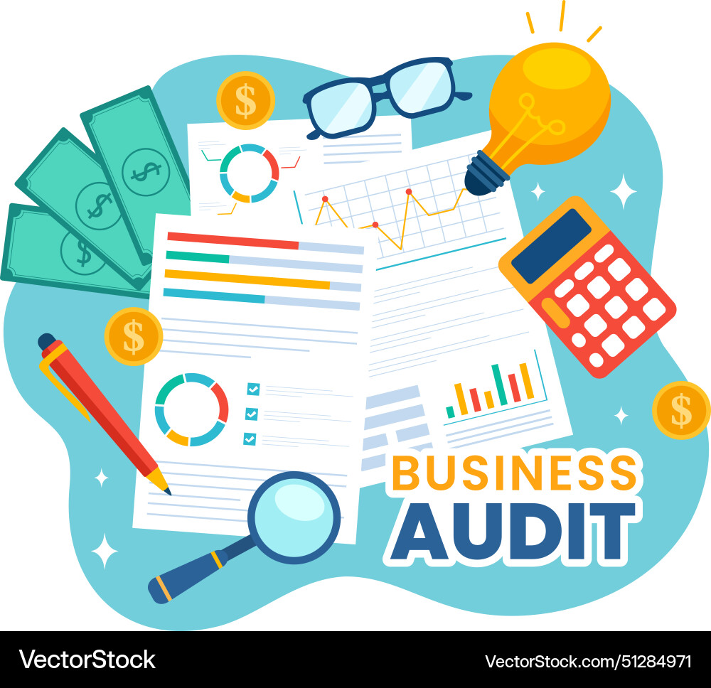 Business audit documents with charts accounting Vector Image
