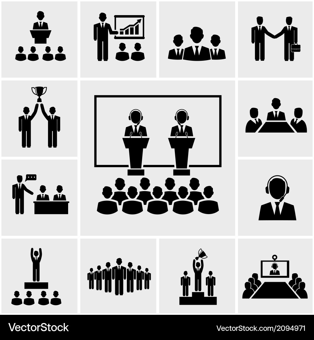 Business conference and presentation icons Vector Image