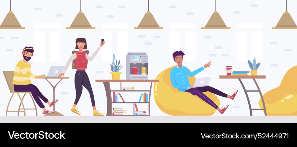 Cartoon coworking space Royalty Free Vector Image
