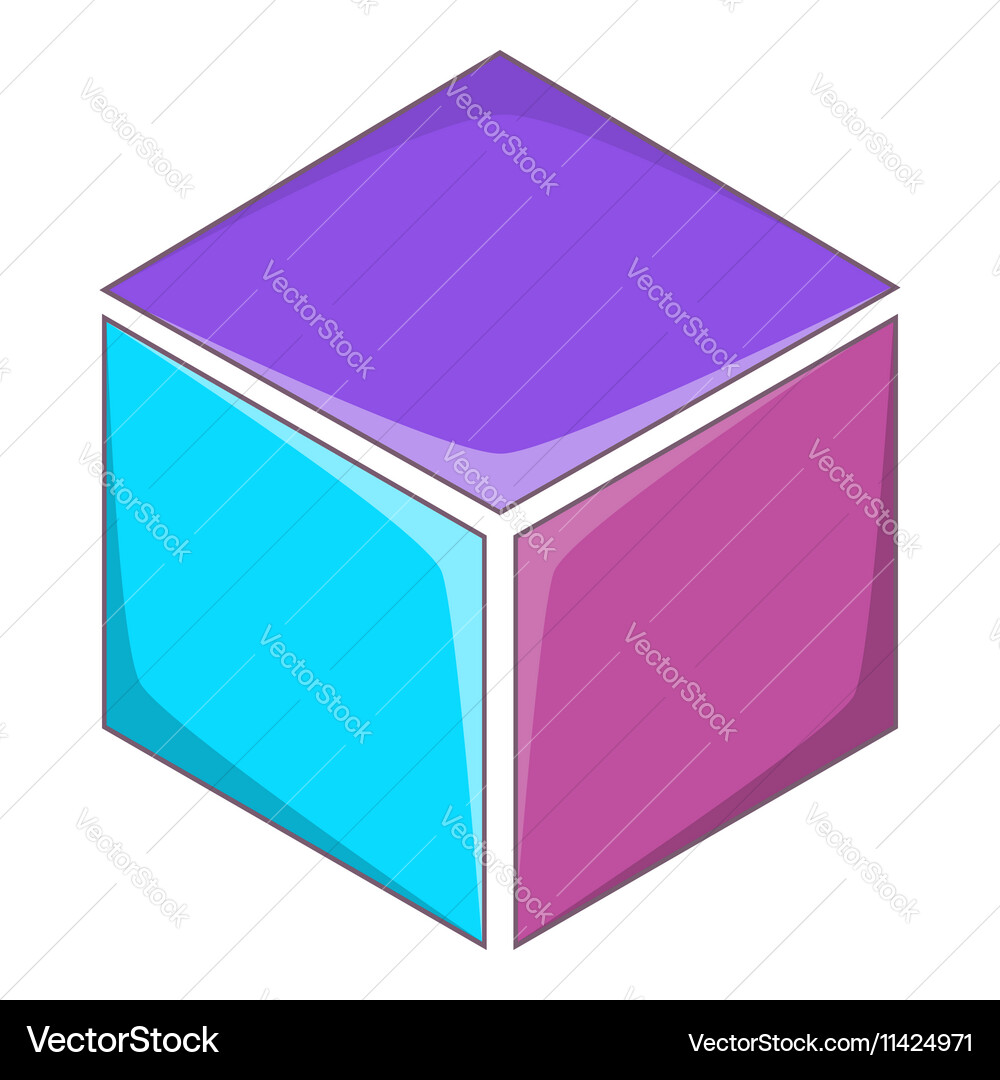 Colorful cube icon cartoon style Royalty Free Vector Image