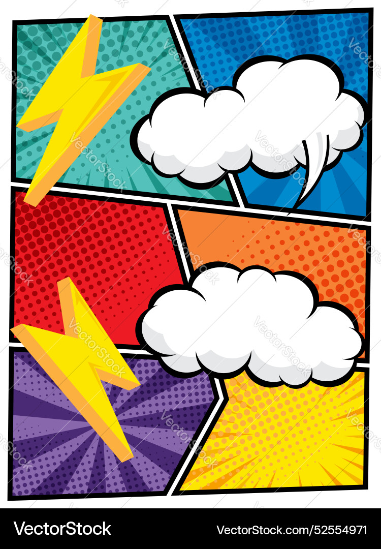 Comic speech bubbles in white clouds on a vibrant Vector Image