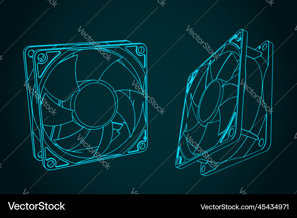Fans for cpu coolers and computer cases Royalty Free Vector