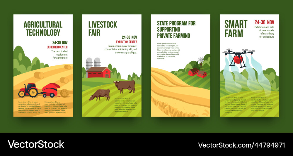 Farm Harvest Landscapes Royalty Free Vector Image