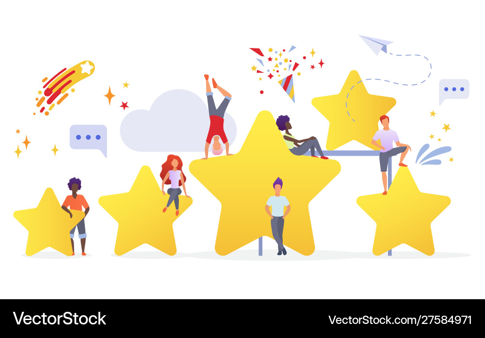 People with golden stars flat Royalty Free Vector Image