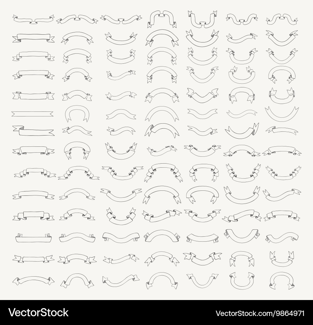 Rustic Hand Drawn Ribbon Banners Royalty Free Vector Image