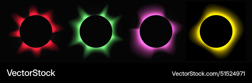 Set of circle illuminate light frames Royalty Free Vector