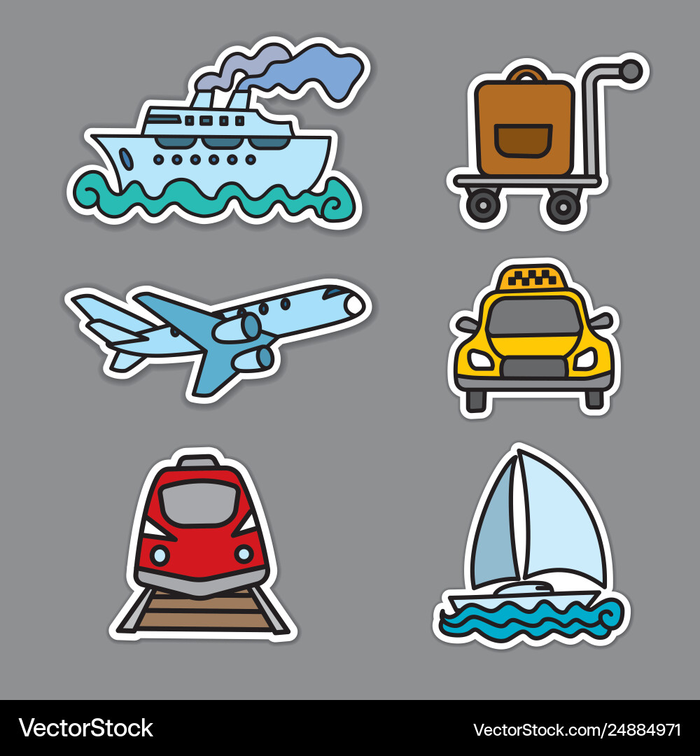 Travel transport stickers Royalty Free Vector Image