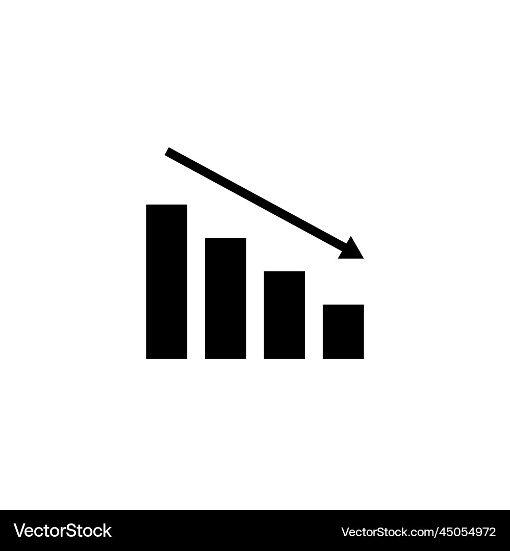 Down graph chart arrow drop icon decrease Vector Image