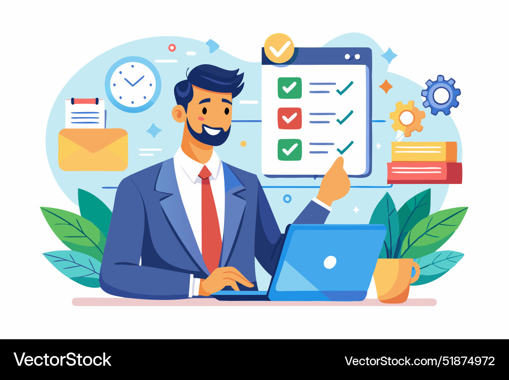 Efficient task management Royalty Free Vector Image Efficient task management Royalty Free Vector Image