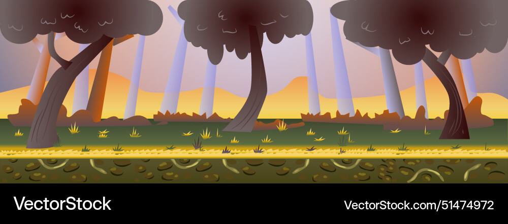 Fantasy forest game background Royalty Free Vector Image