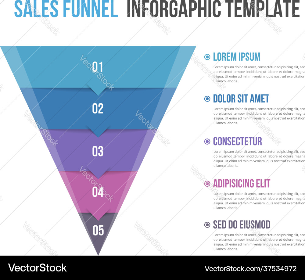 Funnel diagram template Royalty Free Vector Image
